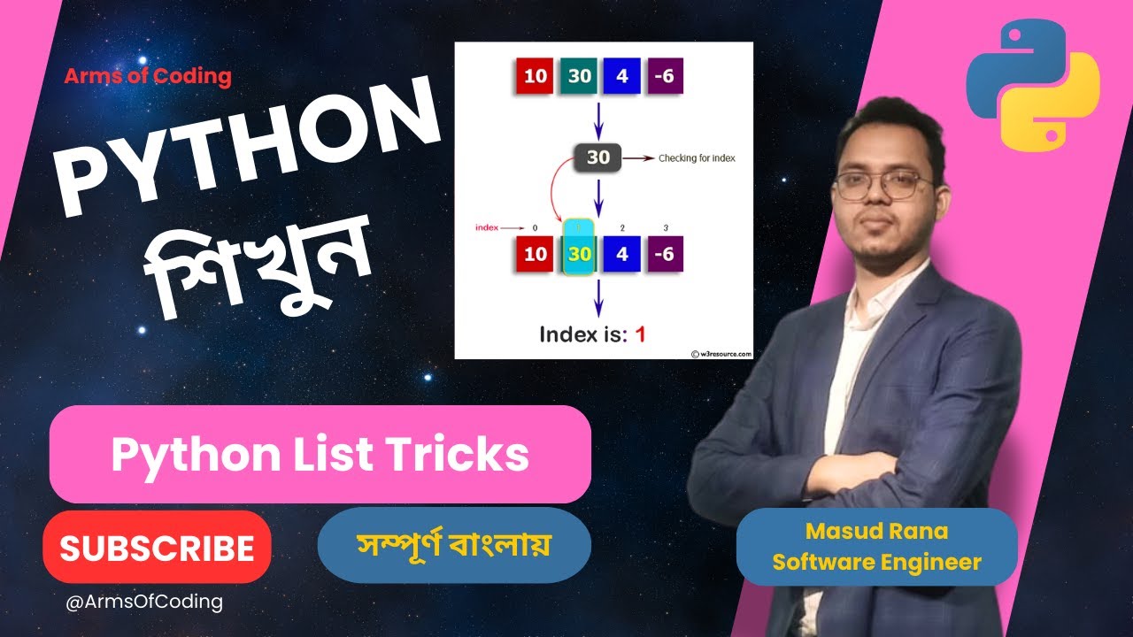 List Indexing + Finding Target, Min & Max | Lesson 47 | Python Bangla Full Course 💡🧠 - YouTube