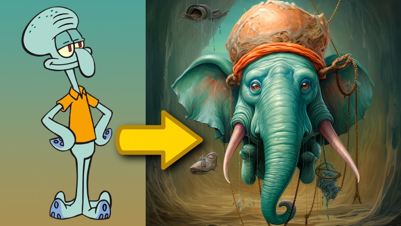 SpongeBob All Characters as Elephants. 10 crazy transformations - YouTube