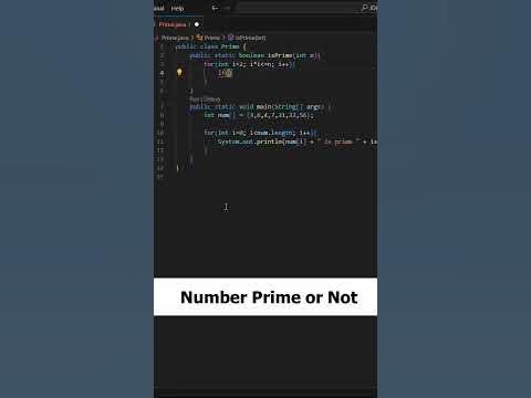 Number prime or not #shorts #youtubeshorts #java #viral #coding #programming #primenumbers - YouTube