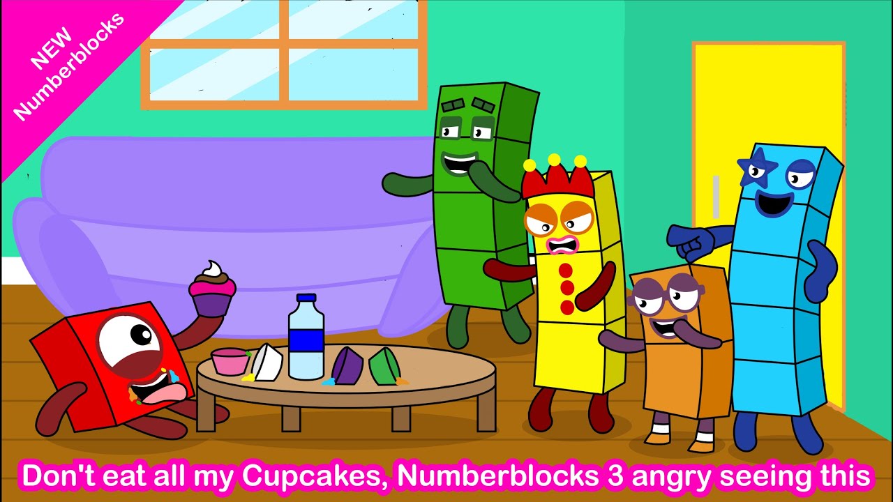 Don't eat all my Cupcakes, Numberblocks 3 angry seeing this ...