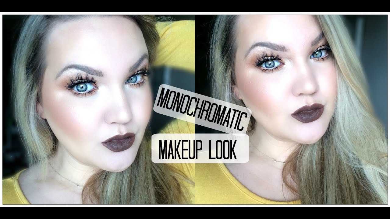 MONOCHROMATIC MAKEUP LOOK + BOLD BROWN LIP - YouTube