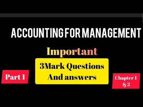 Accounting for Management l 3 Mark Questions an answers | Chapter 1&2 ...