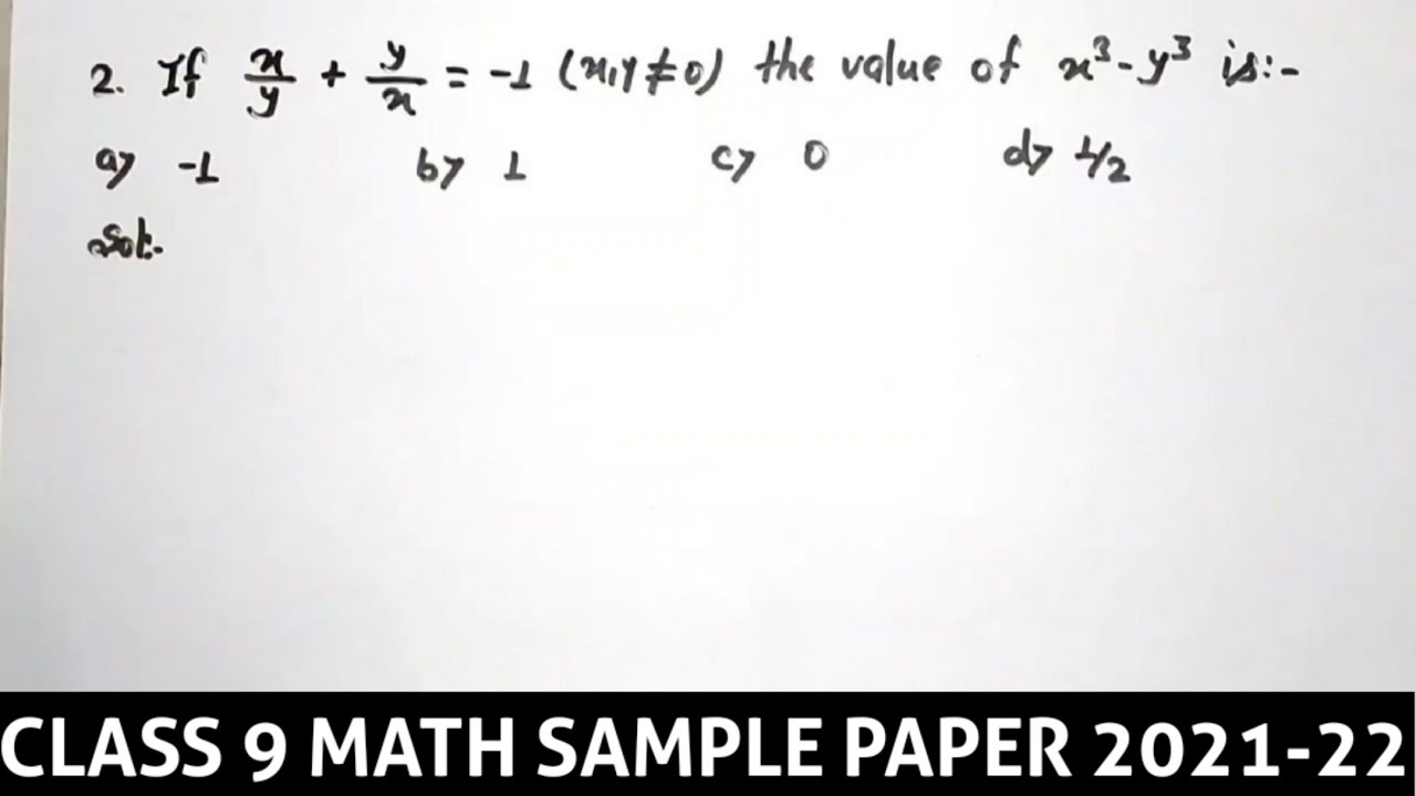 If x/y+y/x=-1 If (x,y not equal to 0), then value of x³−y³ is ...