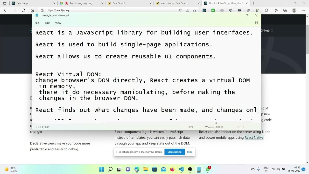 01 React intro in Telugu | ReactJS Basics | Learn ReactJS | ReactJS Tutorial For Beginners ...