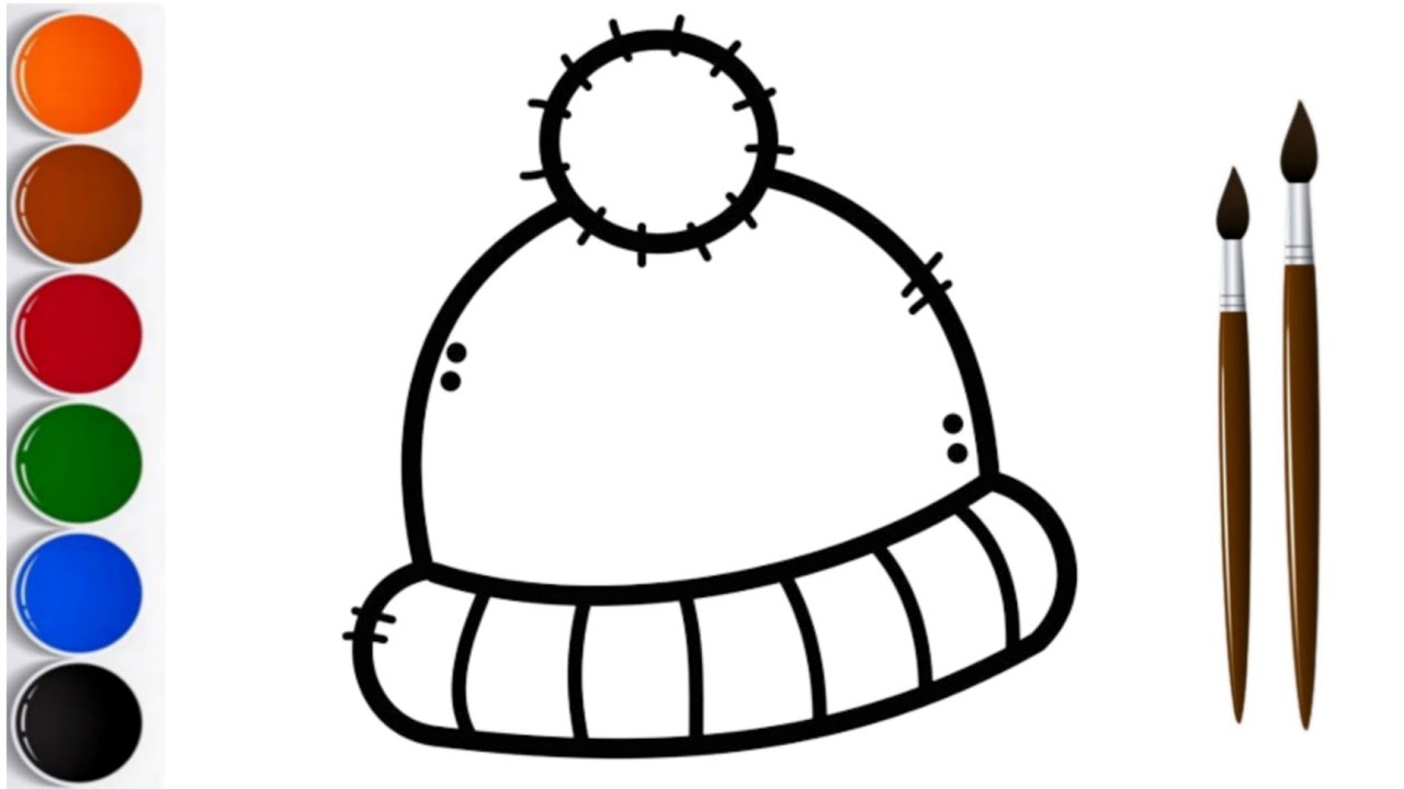 Winter Cap Drawing,painting and coloring for kids| Toddler| how to draw ...