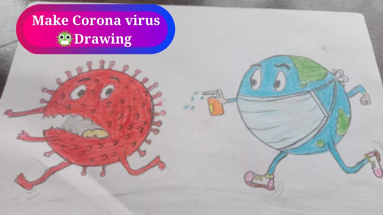 How to draw earth behind corona virus drawing | Step by Step - YouTube