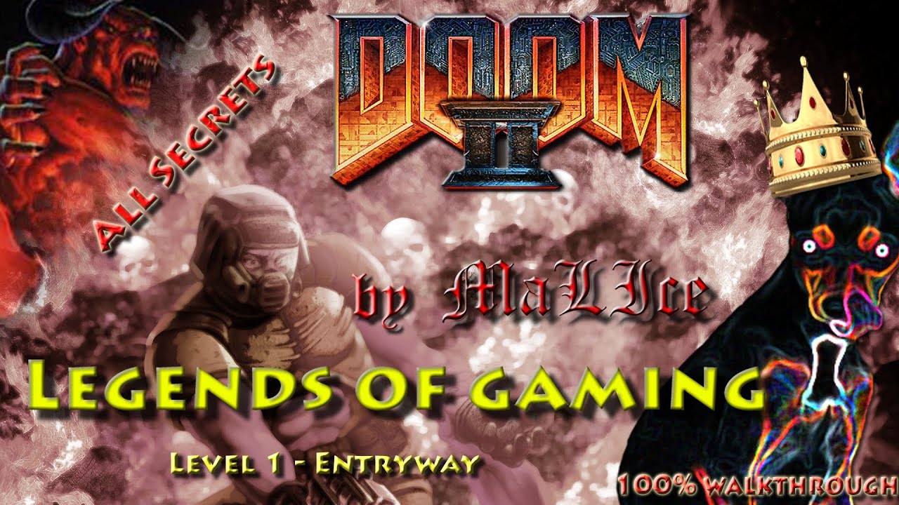 Doom 2 (jDoom) 100% walkthrough - Level 1 Entryway (all secrets) - YouTube