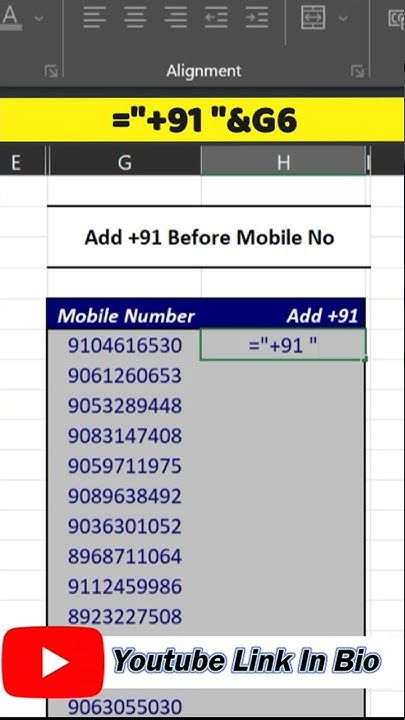 Add +91 Before Number #excel #exceltips #exceltricks #howto #learnexcel #exceltutorial # ...