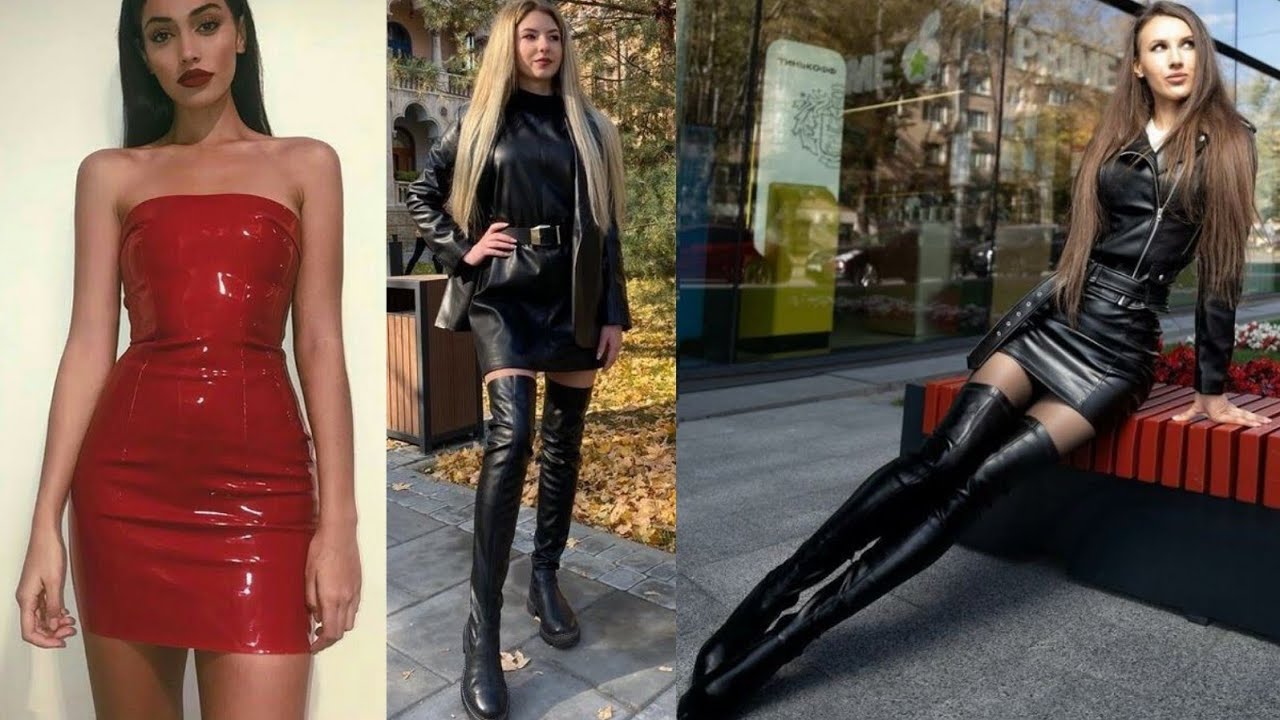 much shiny latex outfits latex dress fashion - YouTube