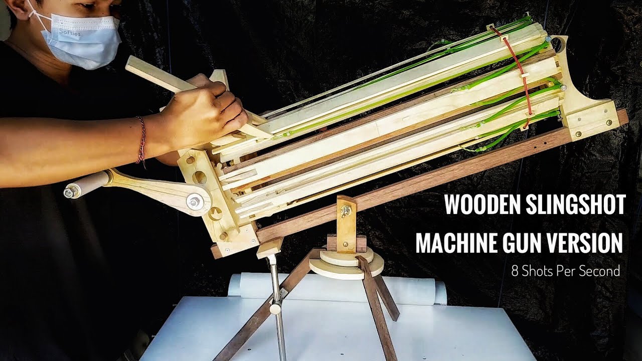 How To Make Powerful Wooden Slingshot Machine Gun Version | Simple ...