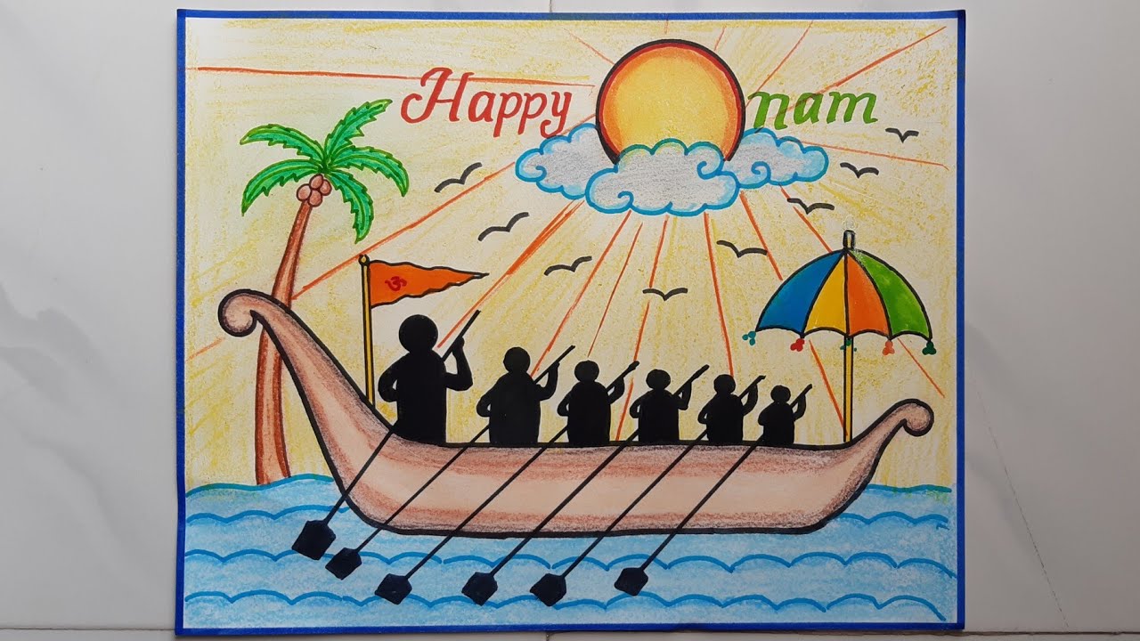 Happy Onam Festival Drawing//Onam Festival Poster Drawing Idea//How to ...
