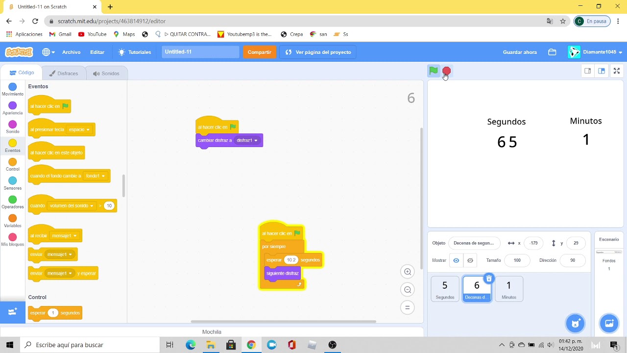 Como hacer un reloj en Scratch #3 - YouTube