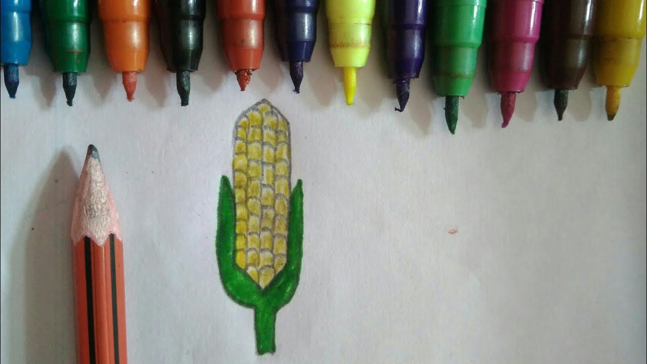 Bhutta step by step easy drawing video for kids। - YouTube