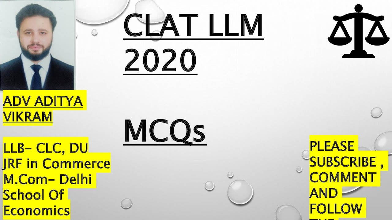 CLAT LLM 2020 MCQs - YouTube