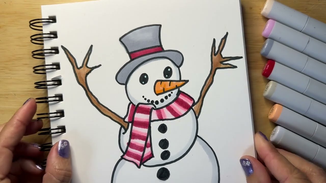 How To Draw A Cute Snowman Easy