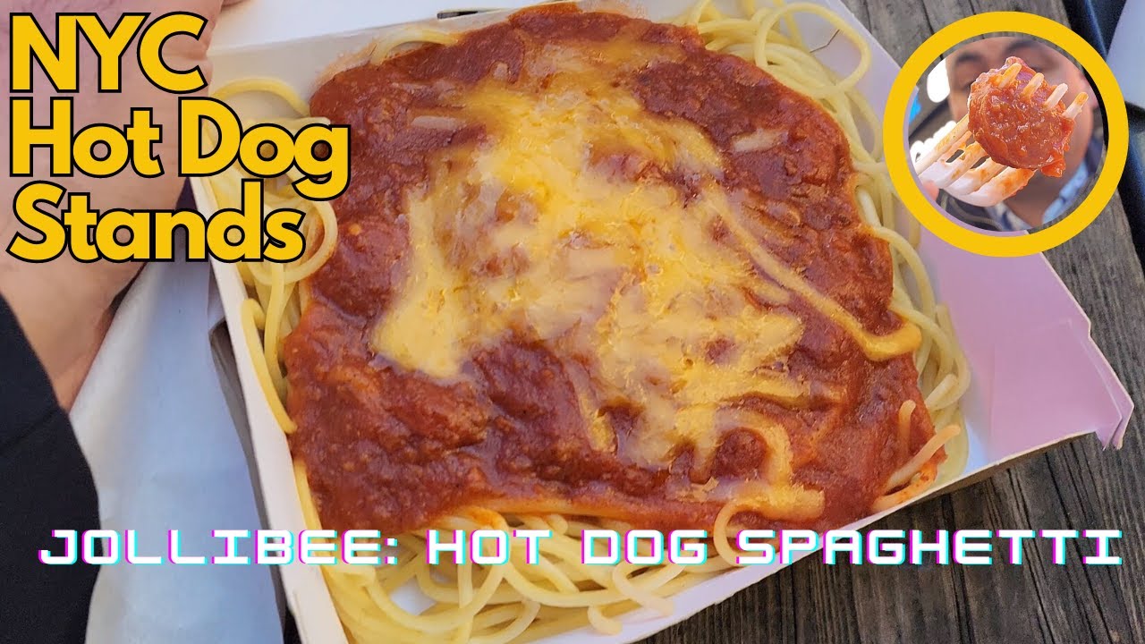 Jollibee: Hot Dog Spaghetti! Was it good? | NYC Hot Dog Stands - YouTube