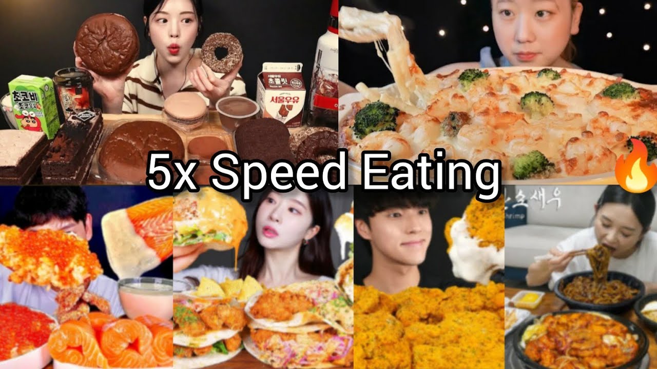 5x Speed Eating Sound | BEST COMPILATION | ASMR MUKBANG | Satisfying ...