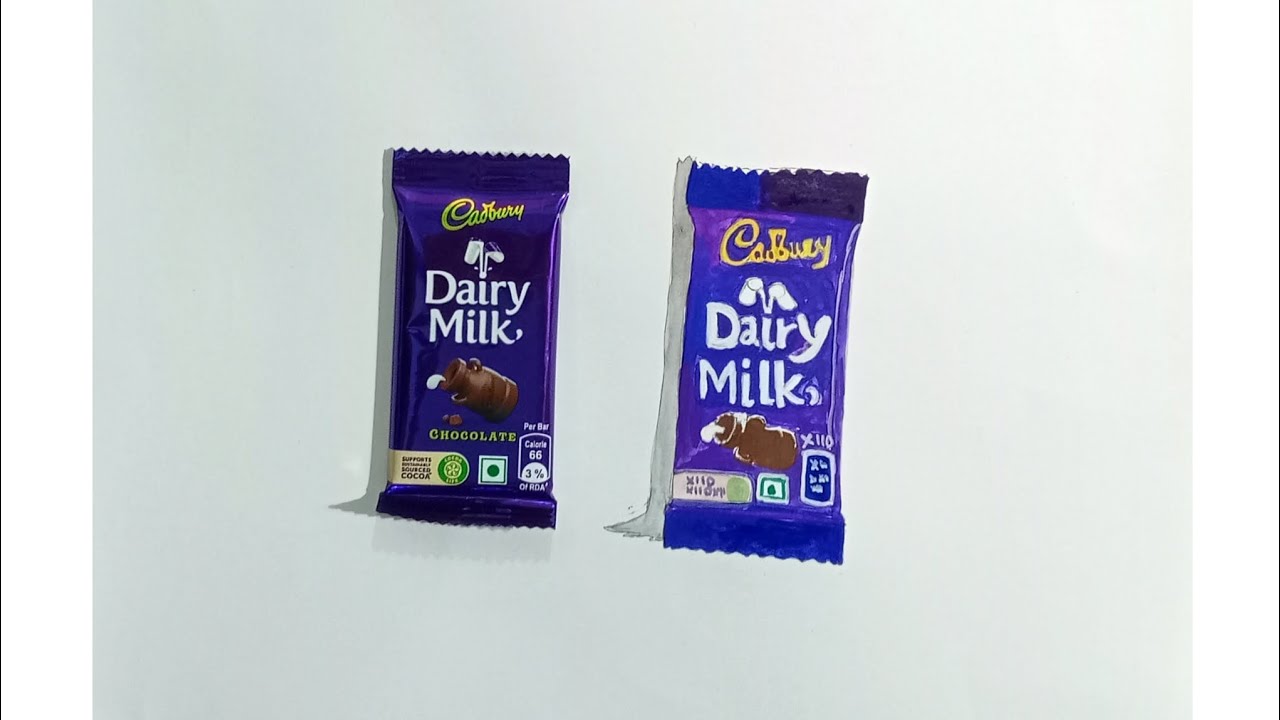 Cadbury Dairy Milk Chocolate Realistic drawing - How to draw - YouTube