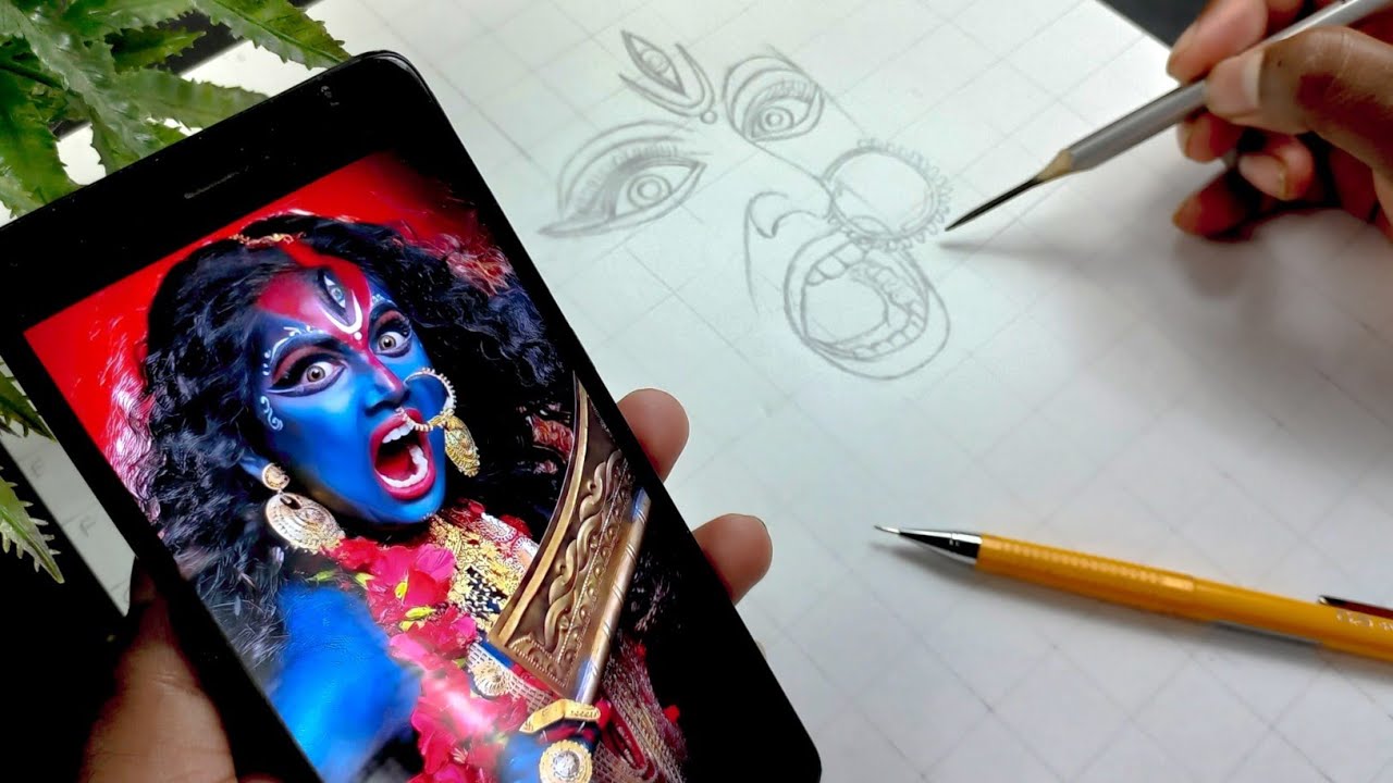 Maa Kali Drawing, Kali Mata Drawing, Diwali Drawing, Step by Step - YouTube