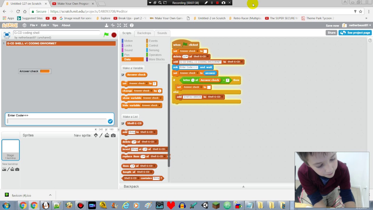 how to make a basic coding shell in scratch part1 - YouTube