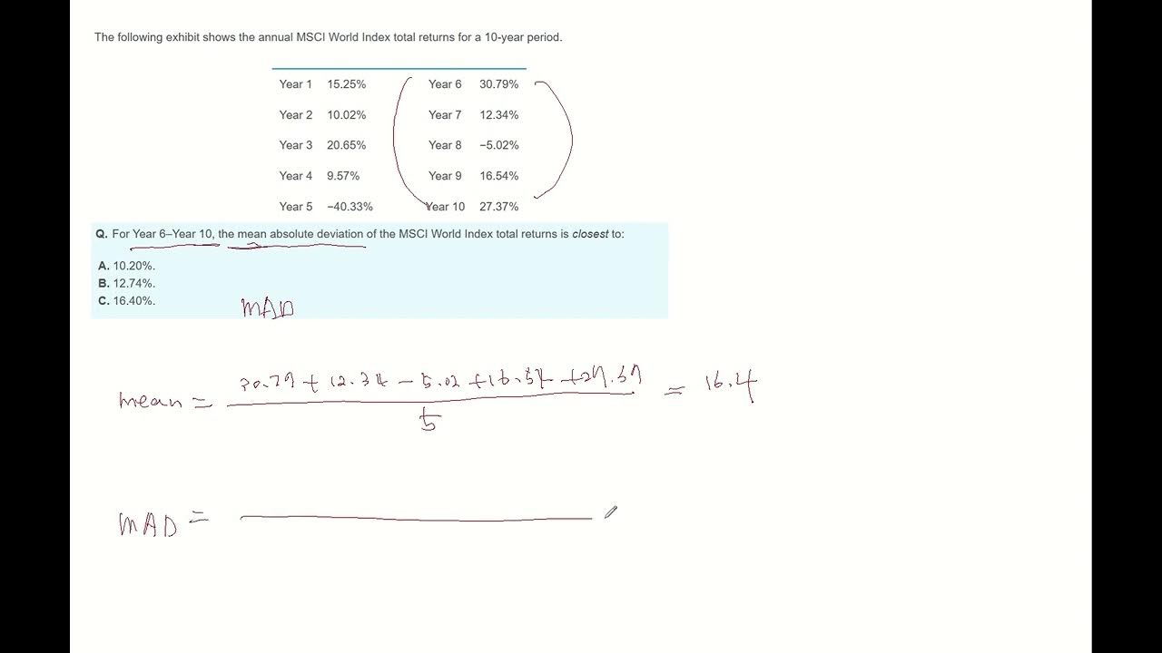 Mean Absolute Deviation - CFA Level1 practice question - YouTube