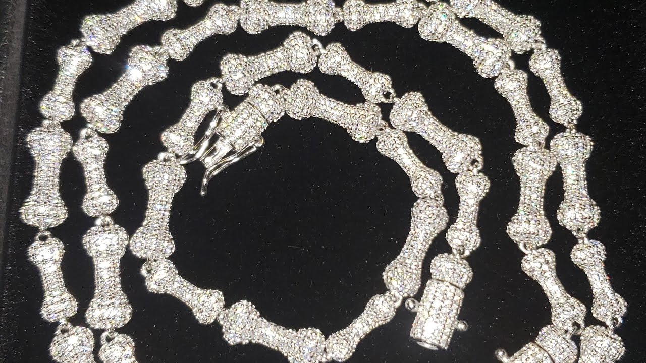 Harlembling fully iced 🧊 out 20" Moissanite bone 🦴chain w/ matching🦴 ...