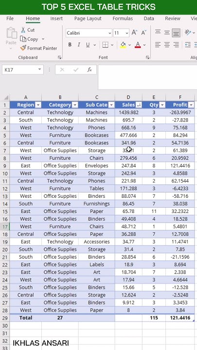 Top 5 Excel Table Tips And Tricks #excel #shorts - YouTube