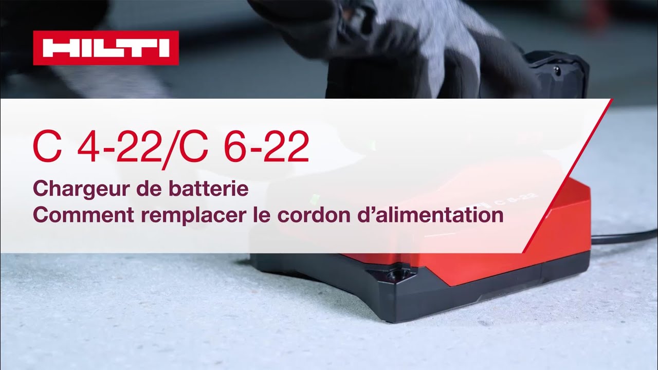 Chargeur de batterie Hilti Nuron C 6-22 - Comment remplacer le cordon d ...