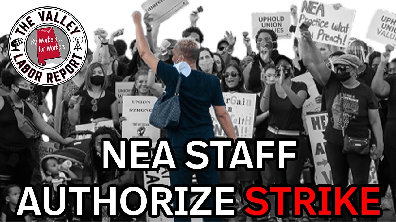 NEA Staff Organization Authorizes Strike - YouTube