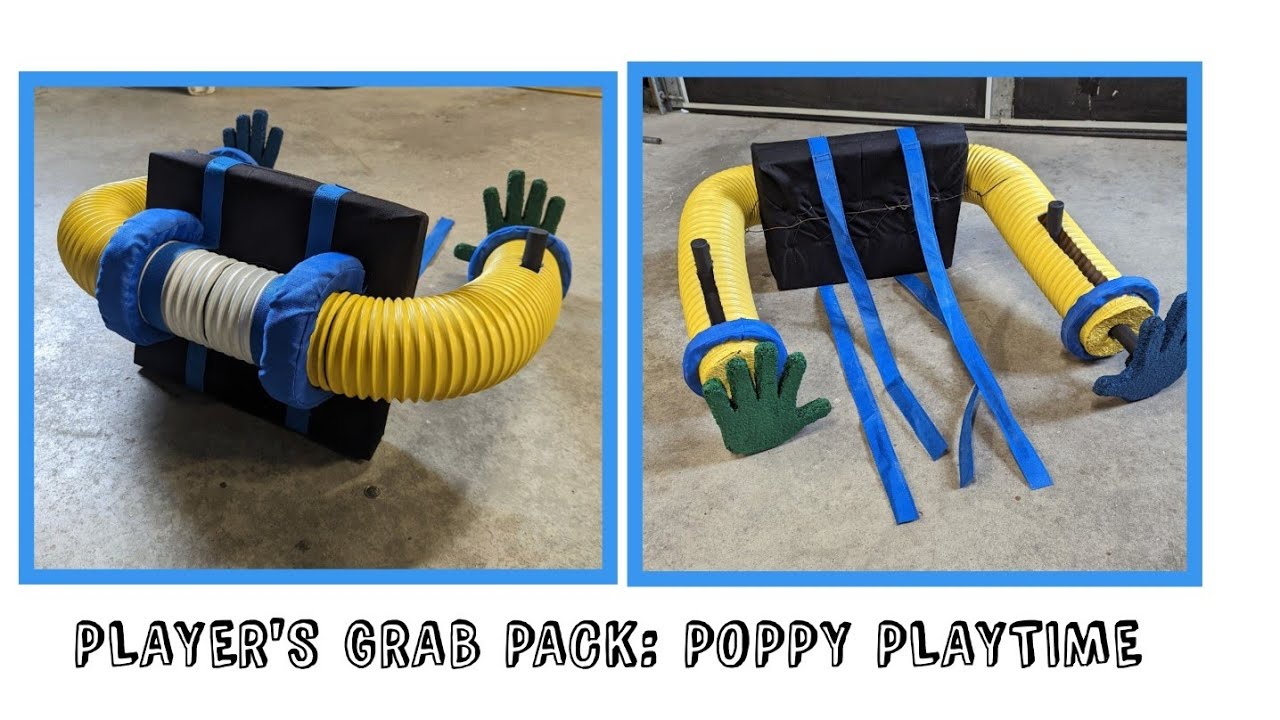 How to make a DIY Poppy Playtime- PLAYER GRABPACK Costume - YouTube