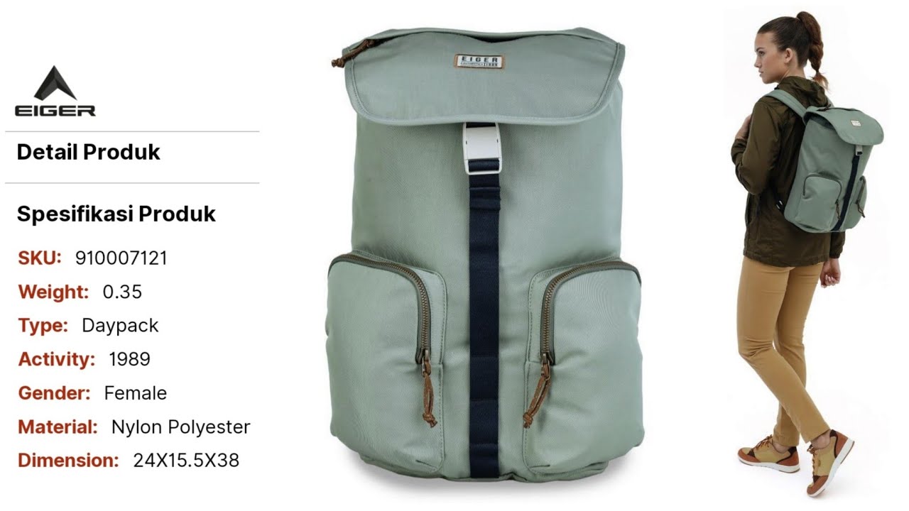 NEW EIGER FIORA BACKPACK 16L WS 1989 TOSCA || 910007121 || TAS EIGER ...