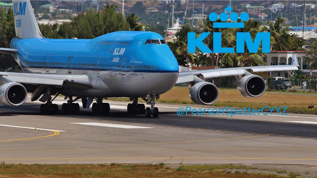 Beautiful KLM Boeing 747-400 Departure From St. Maartens Runway 10 ...