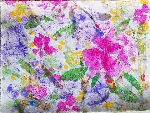 121- Acrylic painting on paper / easy technique/ monotype (2/2) #1910C1 ...