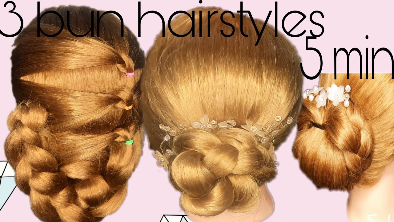 3 bun hairstyles|You can make these in 5 mins|Easy & Simple# ...