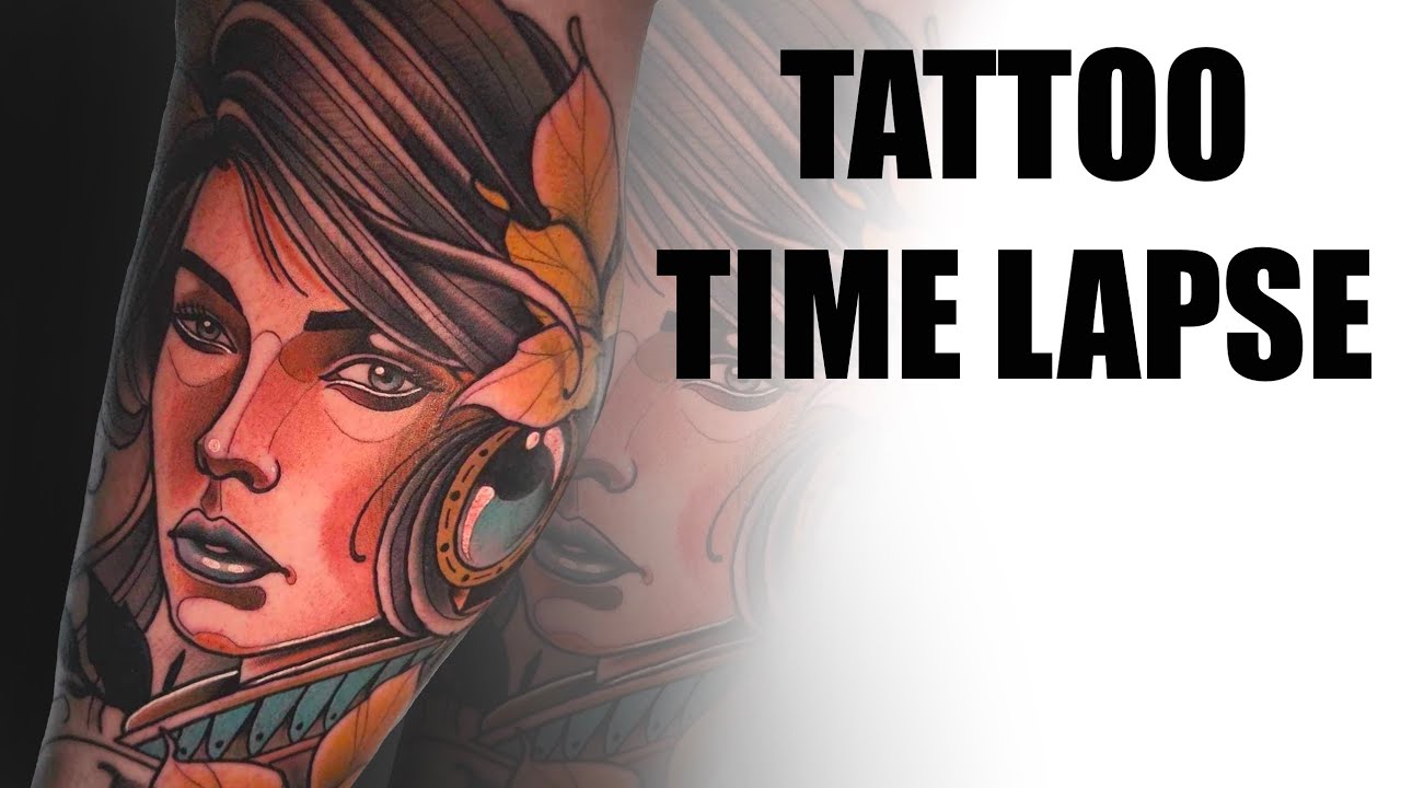 TATTOO TIME LAPSE | Neotraditional Lady Tattoo - YouTube