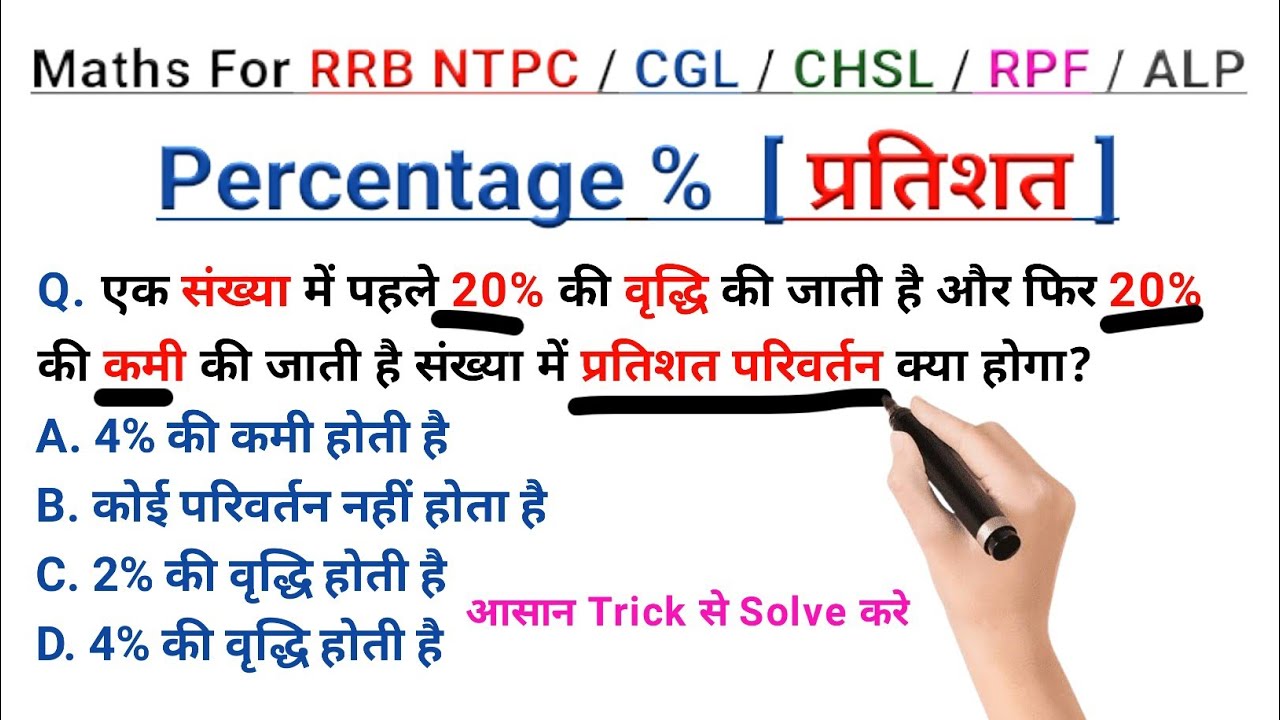 Percentage ( प्रतिशत ) Percentage Short Tricks || Maths important ...