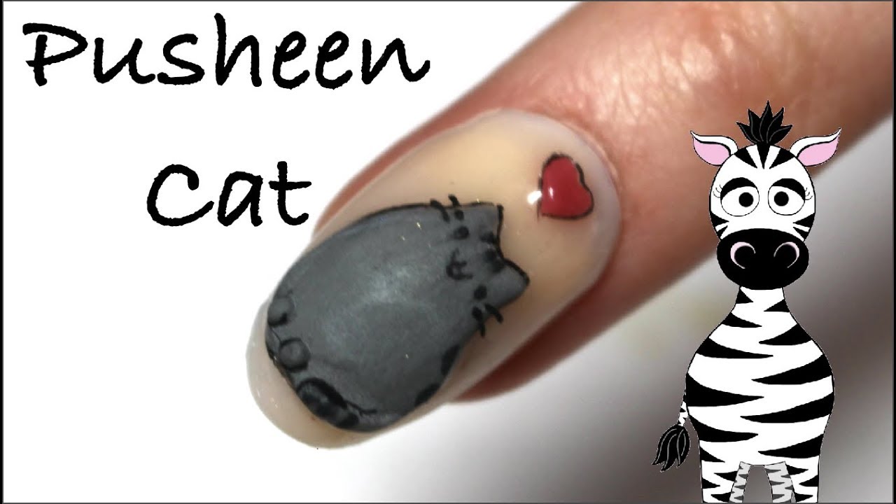 3D Pusheen Cat Acrylic Nail Art Tutorial - YouTube