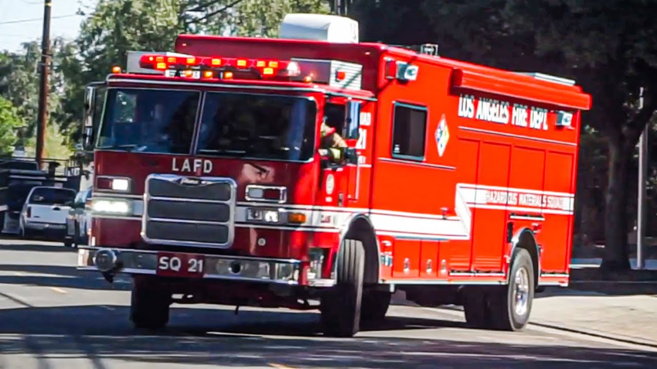 LAFD Light Force 21 & Squad 21 Responding - YouTube