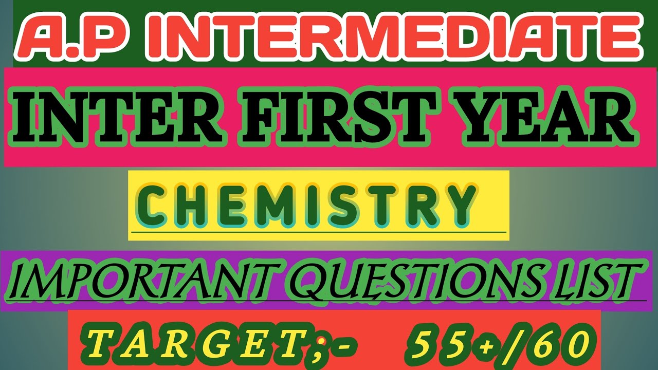 #A.P INTERMEDIATE, INTER FIRST YEAR-CHEMISTRY. VERY IMP QUESTIONS LIST ...