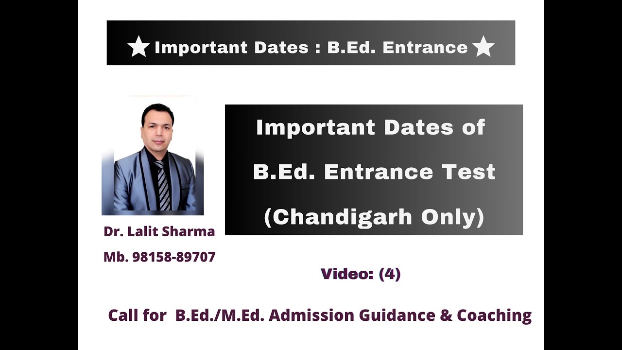 B.Ed Entrance Test Chandigarh Important Dates | Exam Dates, Preparation ...