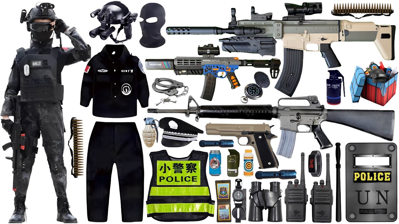 Open box special police weapon toy set, SCAR assault rifle, G36 ...
