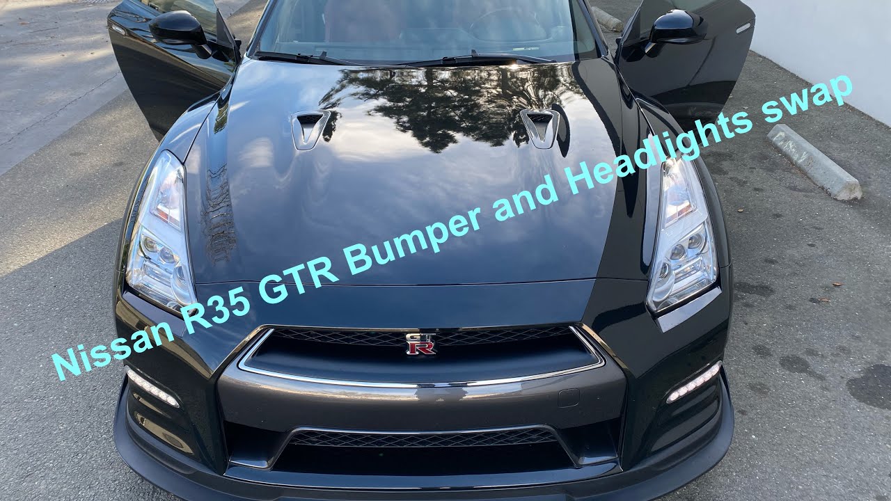 Nissan GTR Front Bumper and OEM Headlights Swap DIY - YouTube