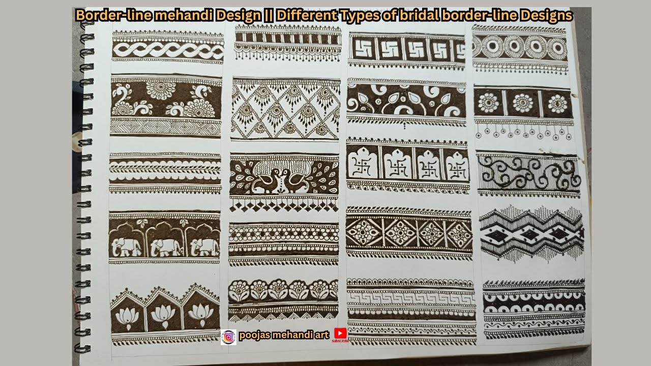 Latest & Unique Border-line || Border-line mehendi Design || Step by ...