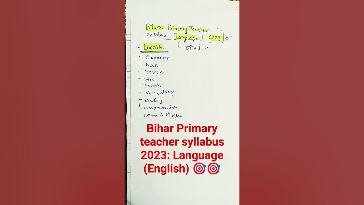 Bihar Primary Teacher Syllabus 2023 Language English YouTube bihar-primary-teacher-syllabus-2023-language-english-youtube