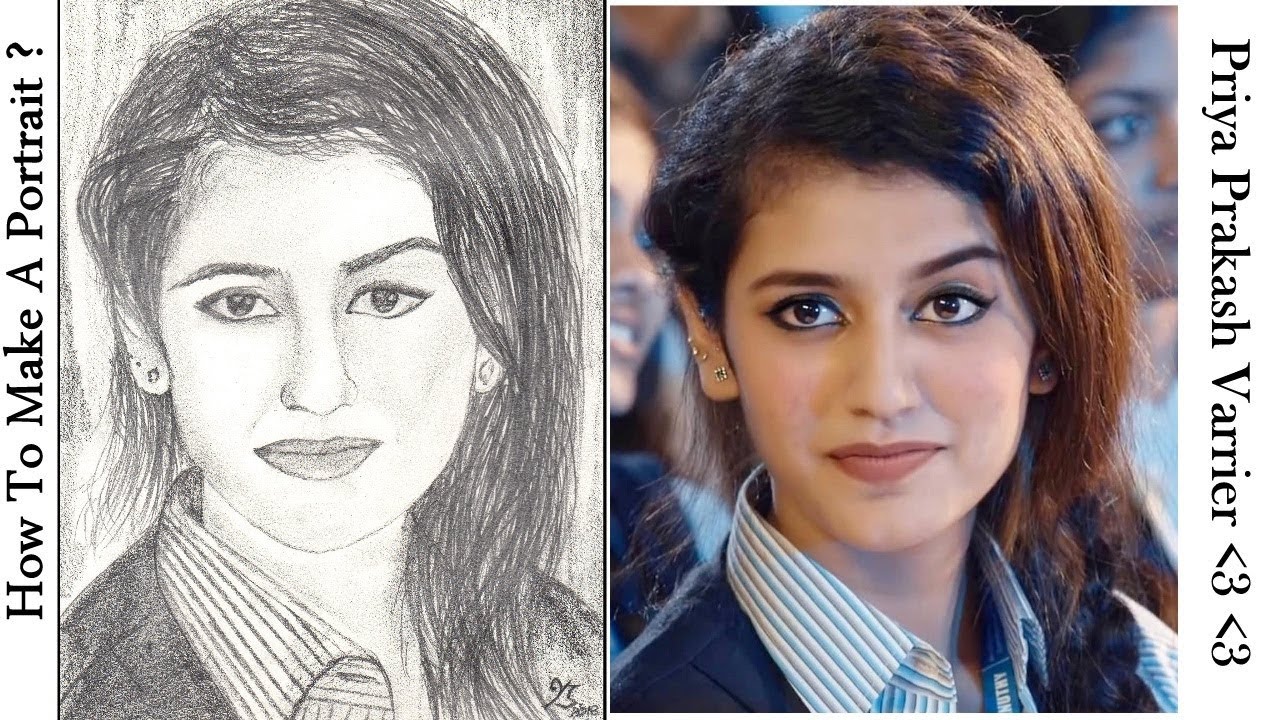 How To Draw A Portrait of Priya Prakash Varrier | @madebynitin - YouTube