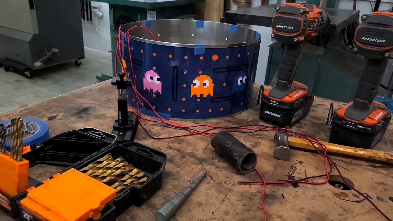 Pacman snare drum: adding LED lights - YouTube