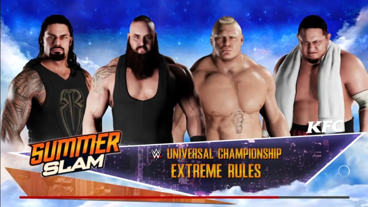 Wwe 2k18 Brock Lesnar Vs Roman Reigns Vs Joe Vs Strowman Universal