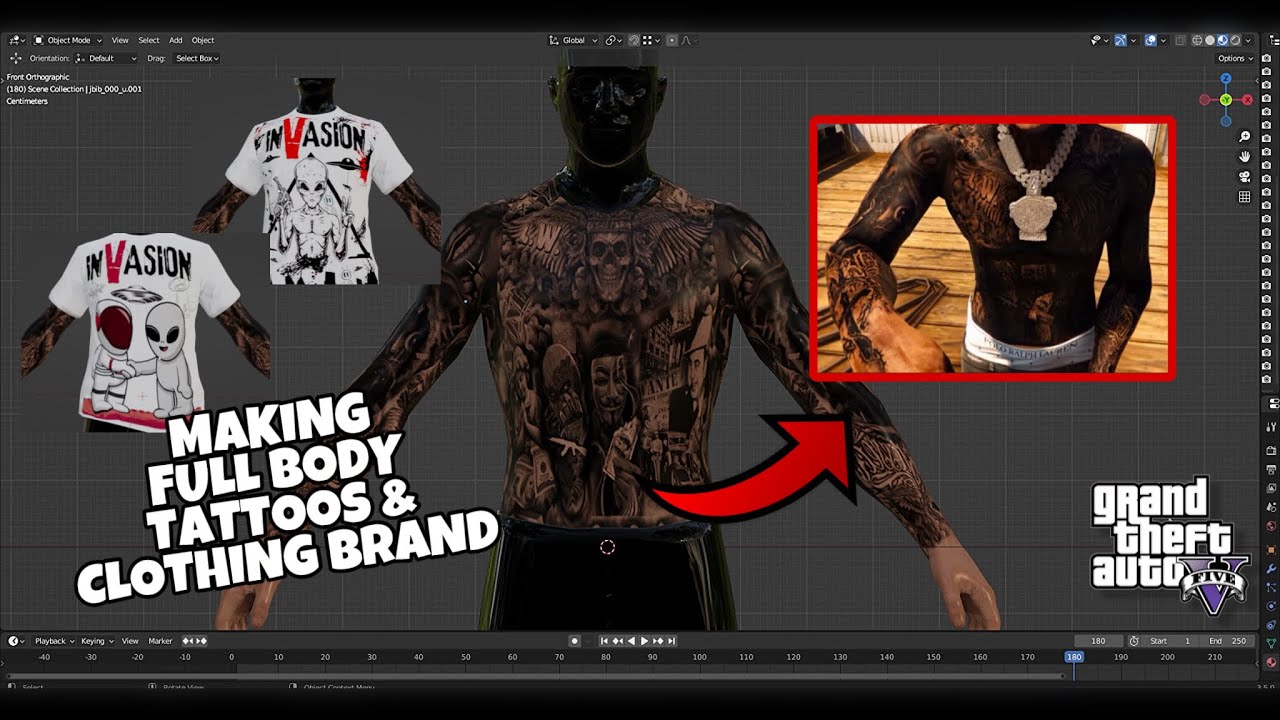 Making Custom Full Body Tattoos & Real Life Clothing Brand In GTA 5 RP ...