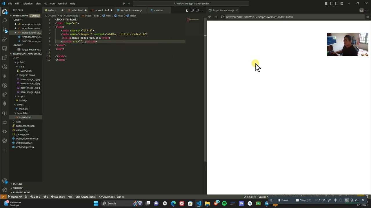 Membuat ucapan selamat siang tutor dengan vue js - YouTube