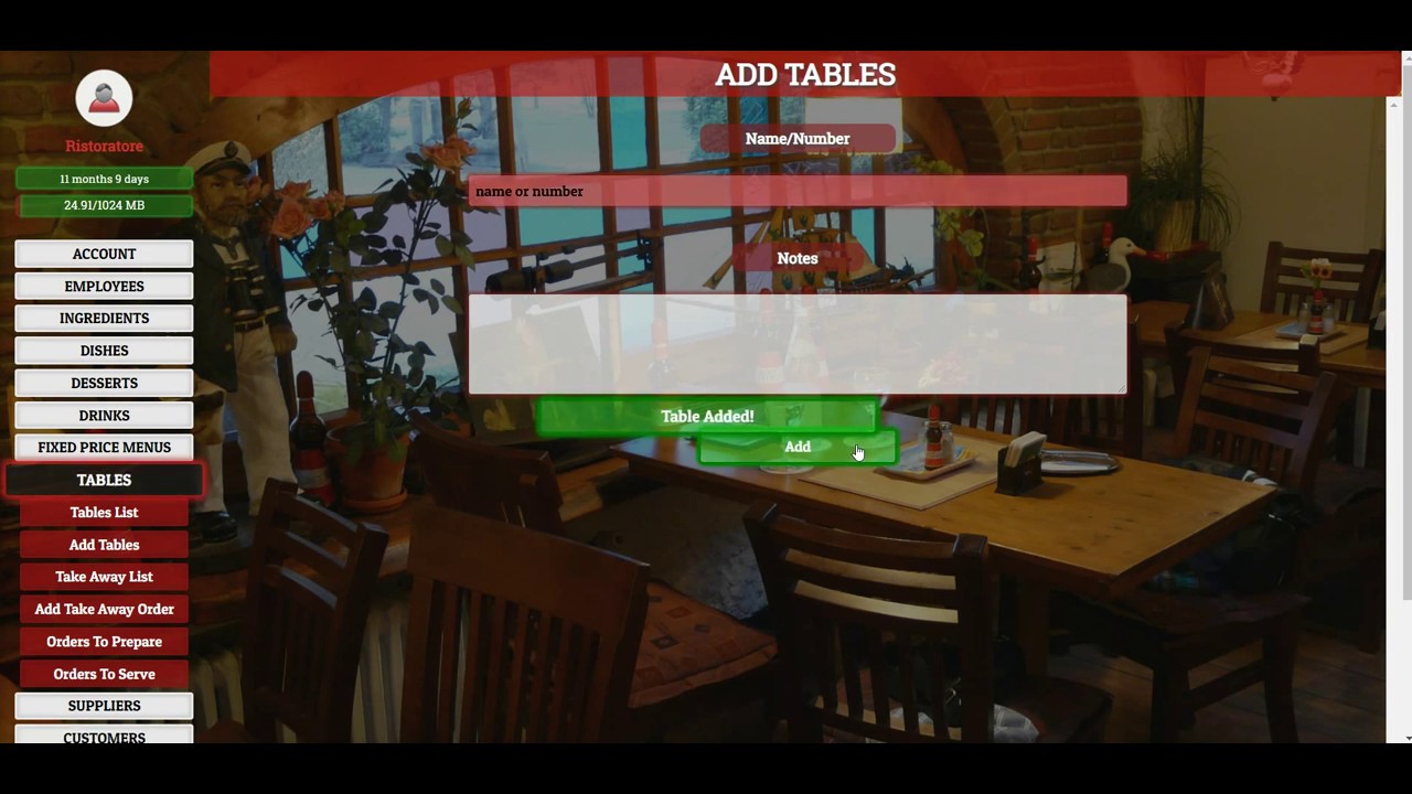 Restaurant Manager Pro Tutorial | Create Tables with our Restaurant ...
